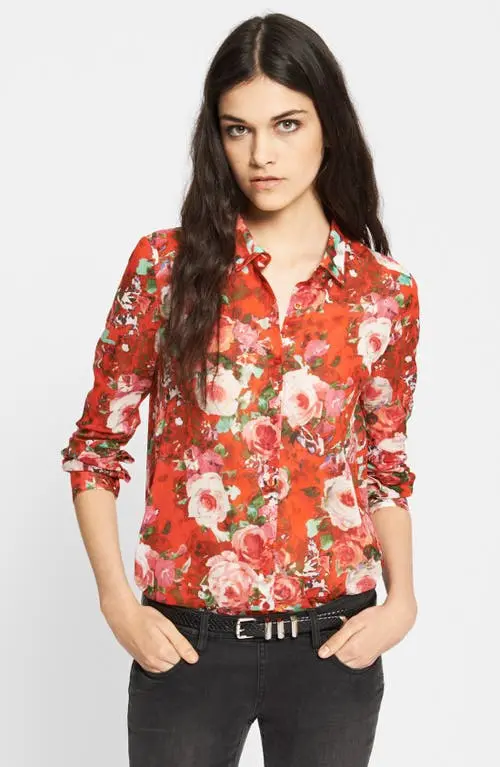 The Kooples Floral Print Cotton Blouse