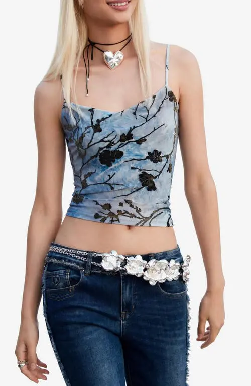 Desigual Floral Sleeveless Top - Light Blue