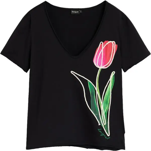 Desigual Graphic V-neck T-shirt