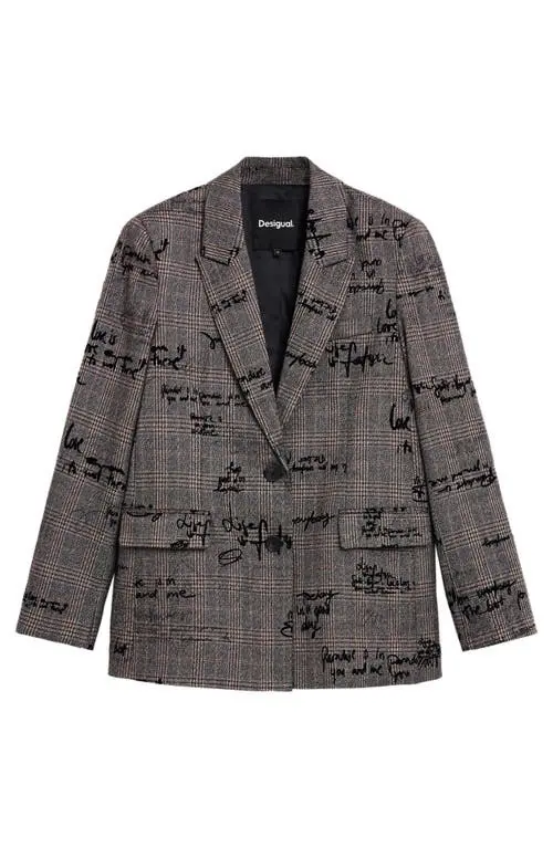 Desigual Textured Checked Blazer