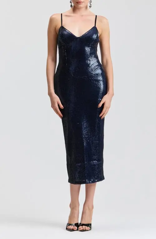 Avec Les Filles Sequined Bustier Midi Dress