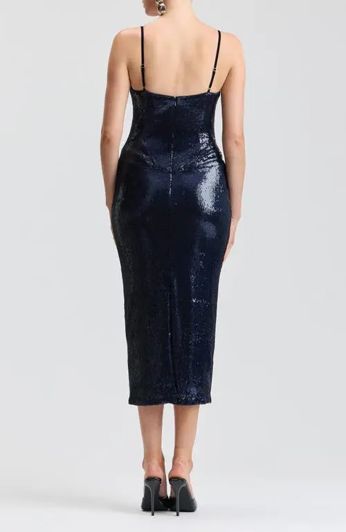Avec Les Filles Sequined Bustier Midi Dress