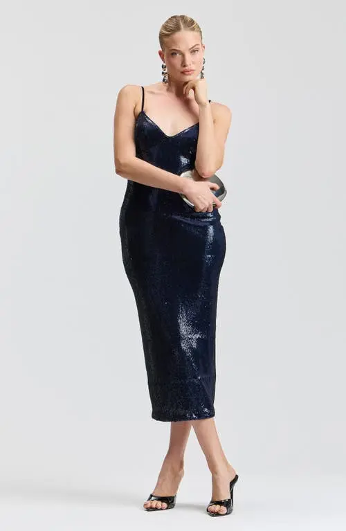 Avec Les Filles Sequined Bustier Midi Dress