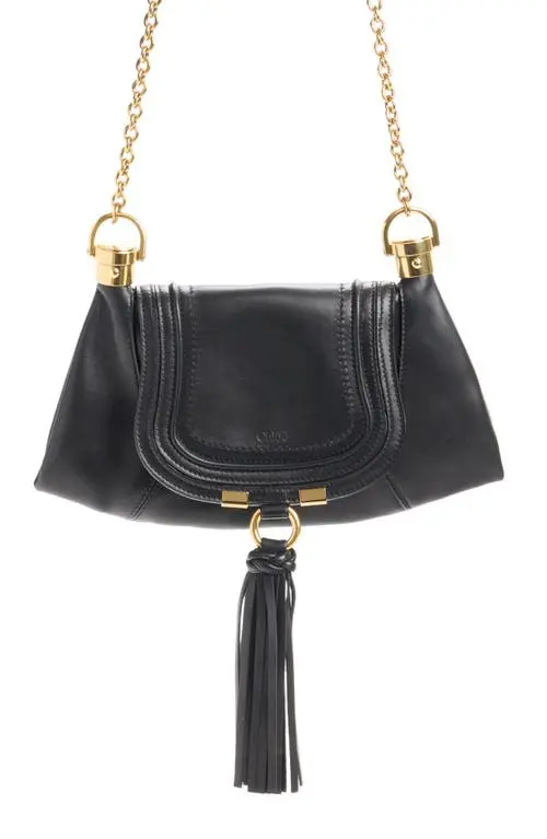 Chloé Marcie Foulard Leather Shoulder Bag - Black