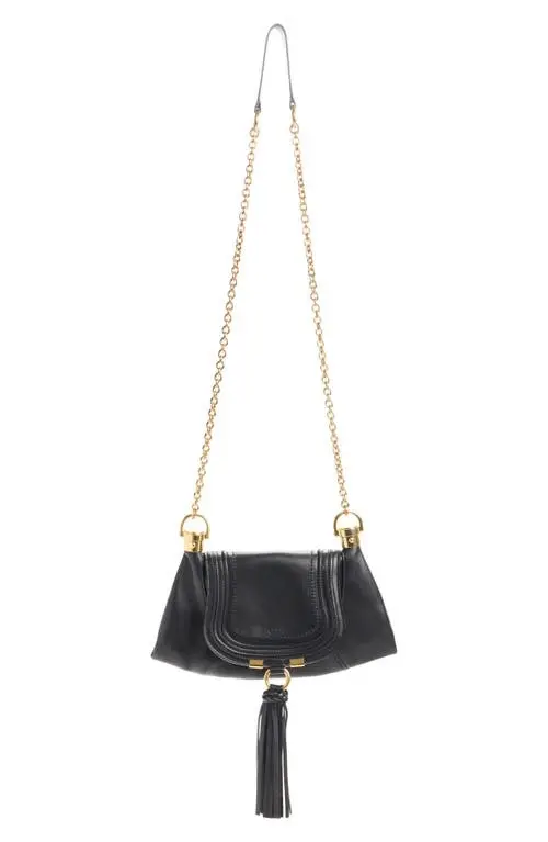 Chloé Marcie Foulard Leather Shoulder Bag - Black