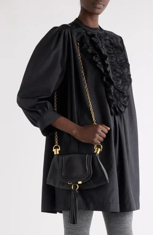 Chloé Marcie Foulard Leather Shoulder Bag - Black