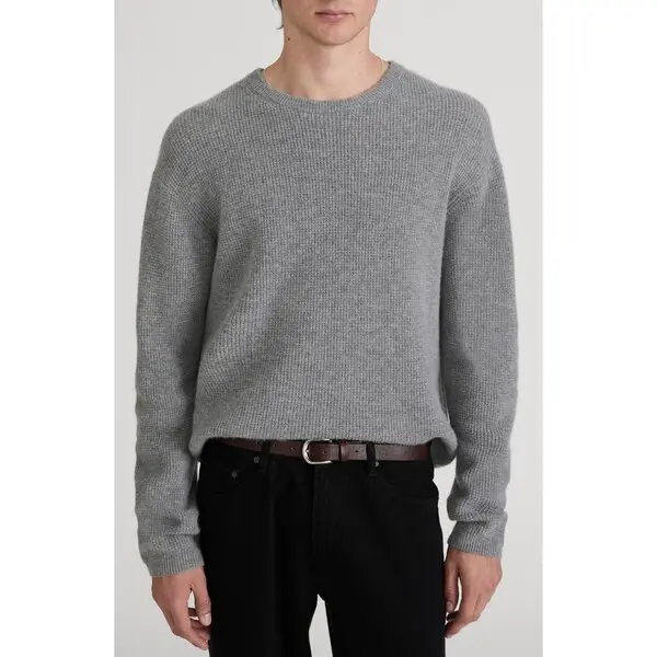 FRAME Waffle Cmere Blend Crewneck Sweater - Ash