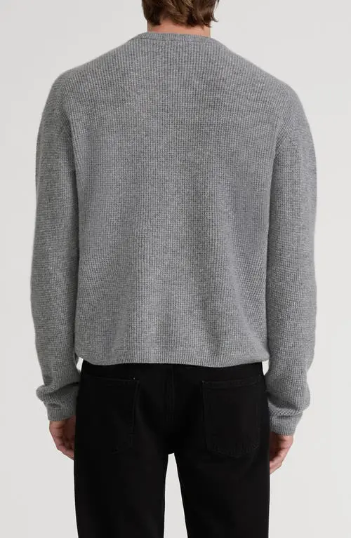 FRAME Waffle Cmere Blend Crewneck Sweater - Ash
