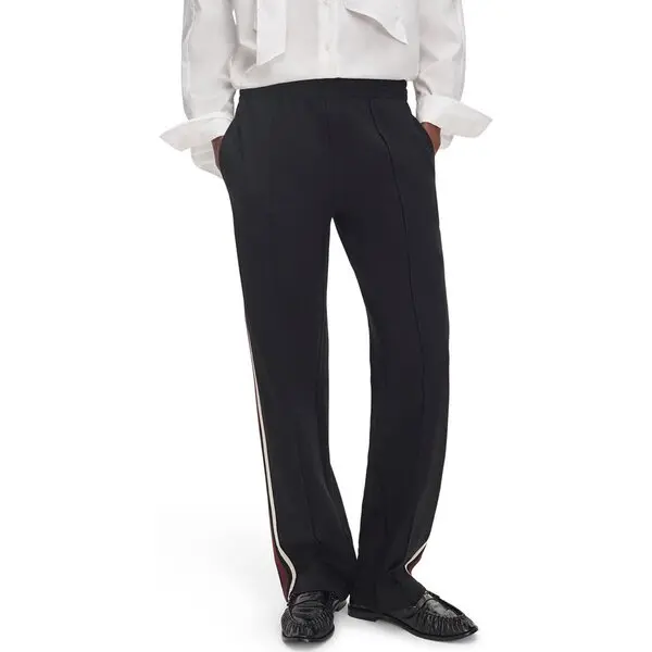 Rag & Bone Irina Mid Rise Wide Leg Ponte Track Pants - Black Multi