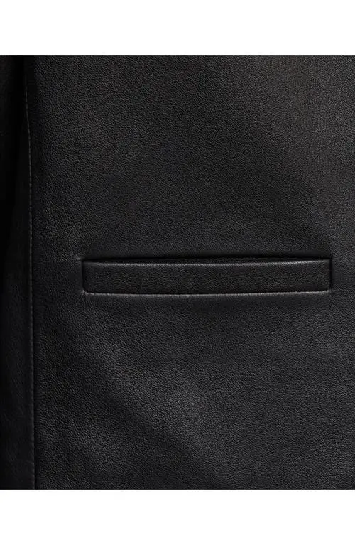 Mango Band Collar Leather Jacket