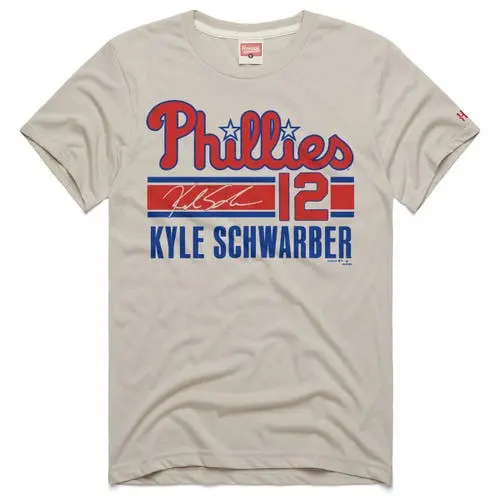 HOMAGE Kyle Schwarber Philadelphia Phillies Signature Name & Number Tri-blend T-shirt - Stone