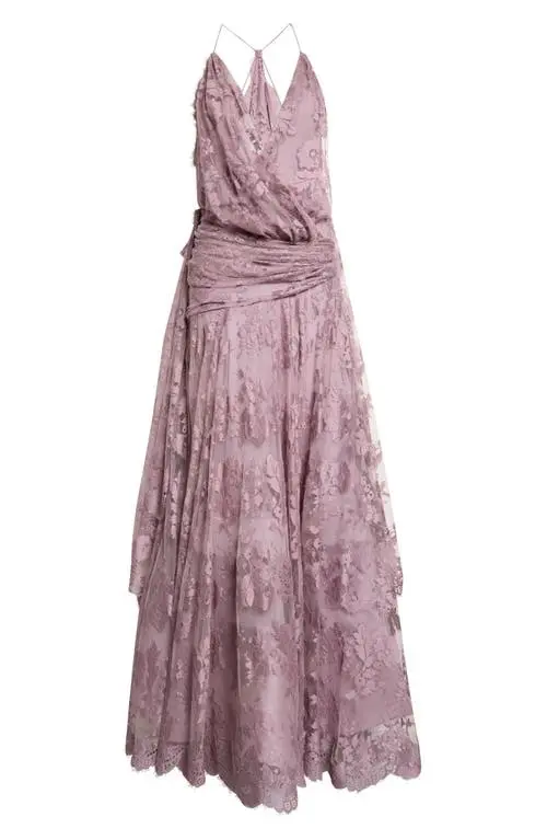 Zimmermann Clash Draped Lace Maxi Dress