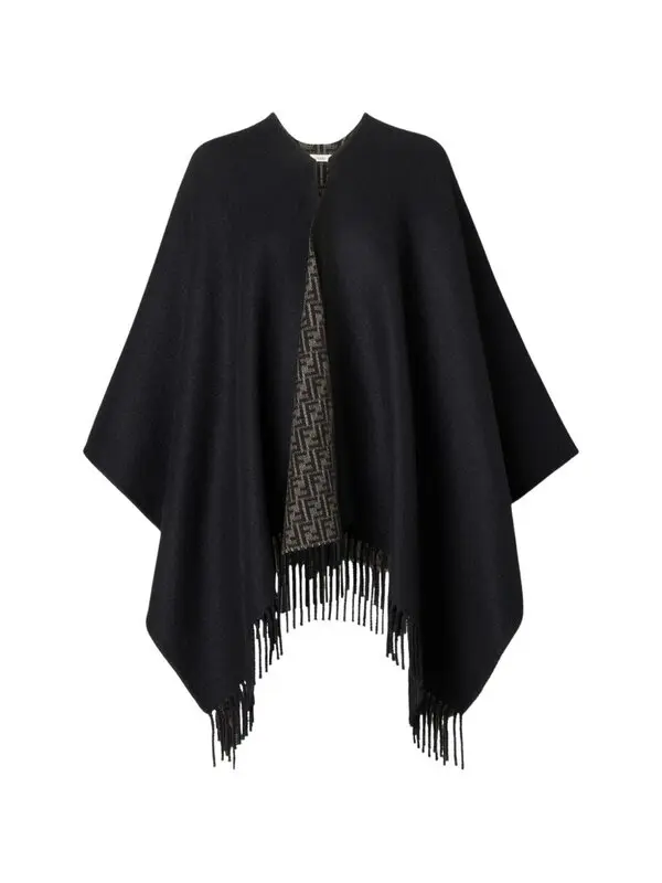 Fendi Ff Wool And Cahsmere Poncho - Brown