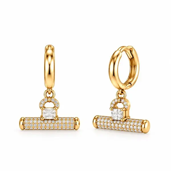 SHYMI Pave T Bar Earrings - Gold