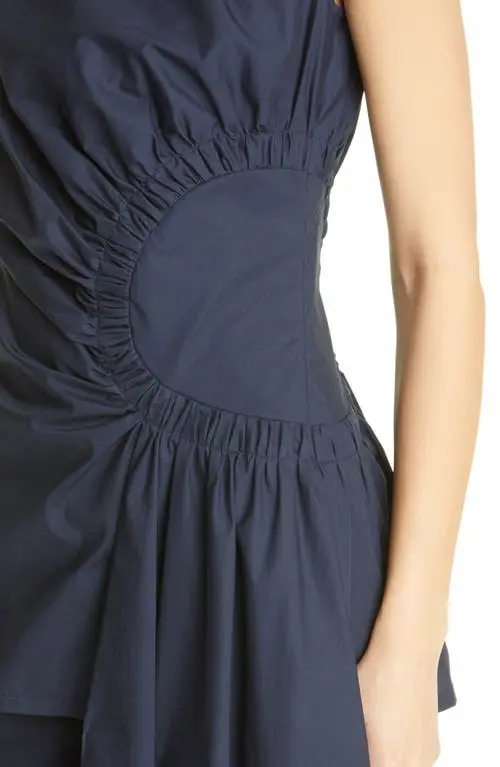Lela Rose Asymmetrical Ruched Poplin Top