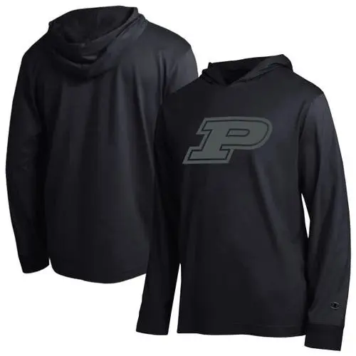 Champion Purdue Boilermakers Tonal All-star Long Sleeve Hooded T-shirt - Black