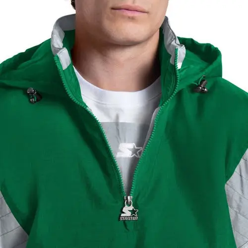 STARTER Philadelphia Eagles The Throwback Retro Logo Half-zip Hooded Jacket