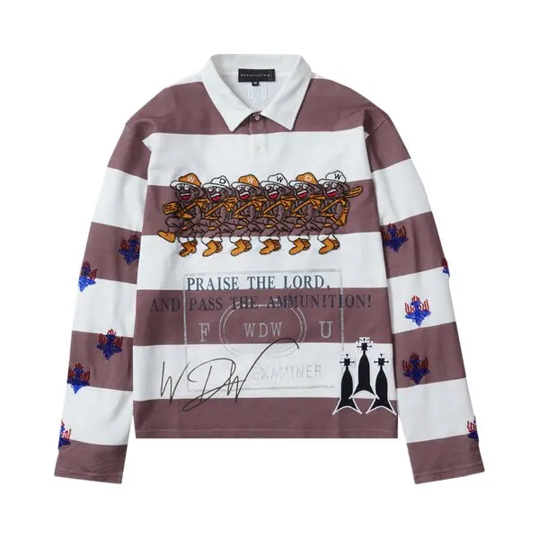 WHO DECIDES WAR Postal Rugby Shirt 'cloud/chestnut