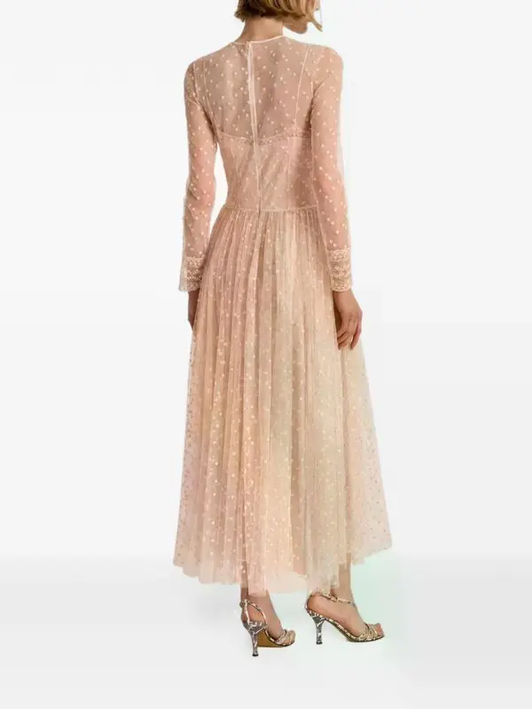 Alberta Ferretti Embroidered Lace-trim Midi Dress