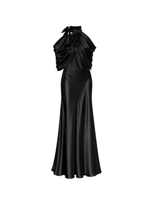 Alberta Ferretti Draped Bow-detail Maxi Dress - Black