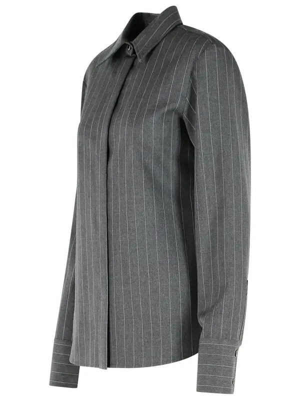 Sportmax Pepli' Tight Shirt In Medium Grey Wool