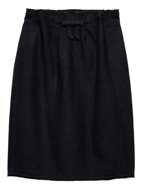 Prada Chevron Wool Midi Skirt - Blue