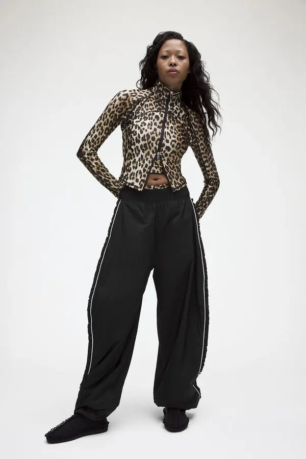 GANNI X Lululemon Ruffle-trim Textured Mr Pants Size - Black