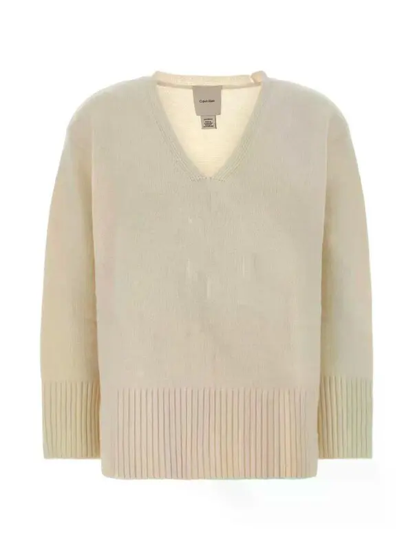 Calvin Klein V-neck Ribbed-trim Sweater - Neutrals