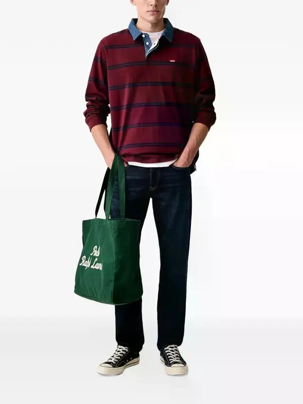LEVI'S Striped Denim-collar Rugby Polo Shirt