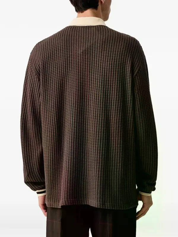 LES DEUX Waffle-knit Logo-embroidered Football Sweater