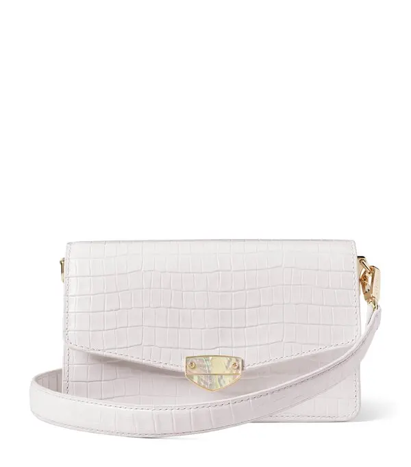 ASPINAL OF LONDON Leather Croc-embossed Eliza Clutch Bag