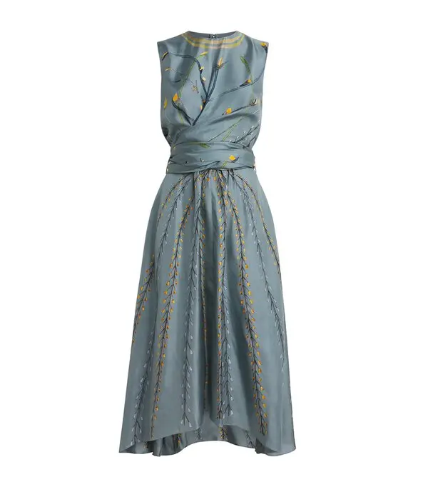 Altuzarra Silk Penny Midi Dress - Blue