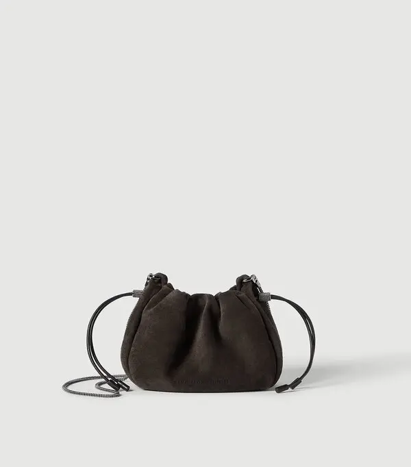 Brunello Cucinelli Suede Drawstring Cross-body Bag