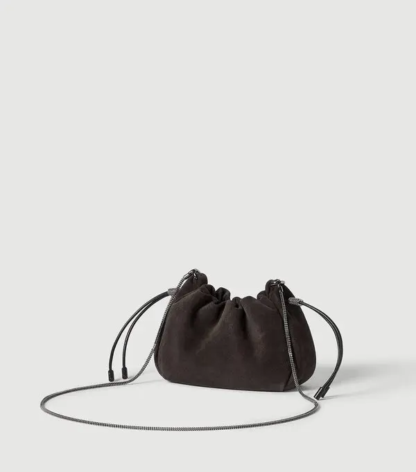Brunello Cucinelli Suede Drawstring Cross-body Bag