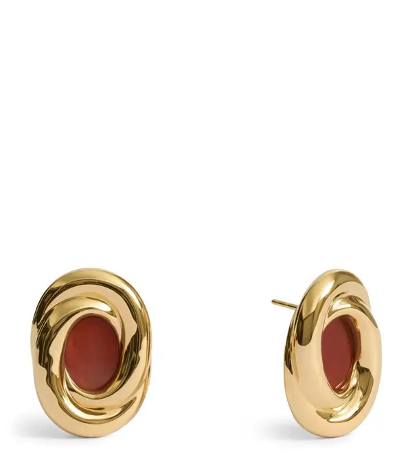 Monica Vinader Gold Vermeil And Jasper Gemstone Ochre Earrings - Red