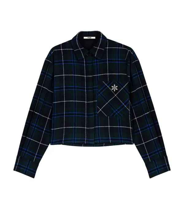 Maje Cropped Tartan Shirt