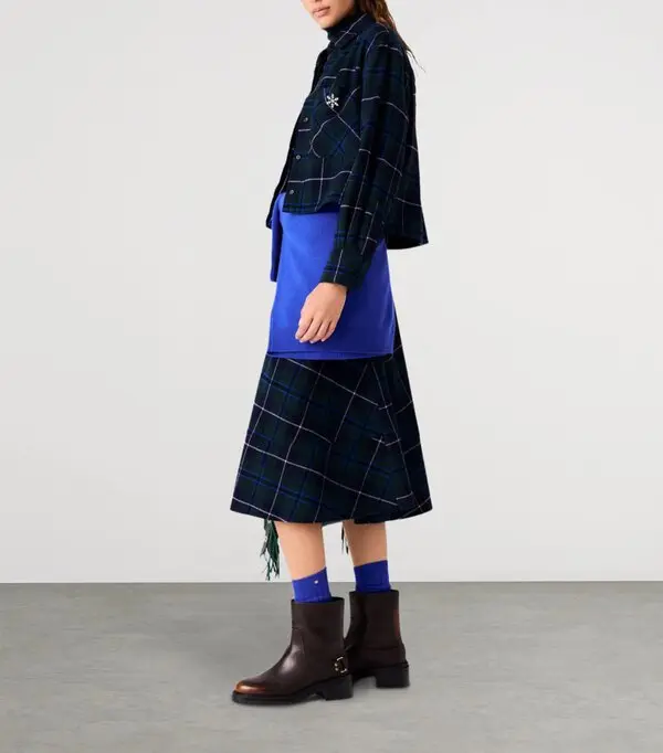Maje Cropped Tartan Shirt