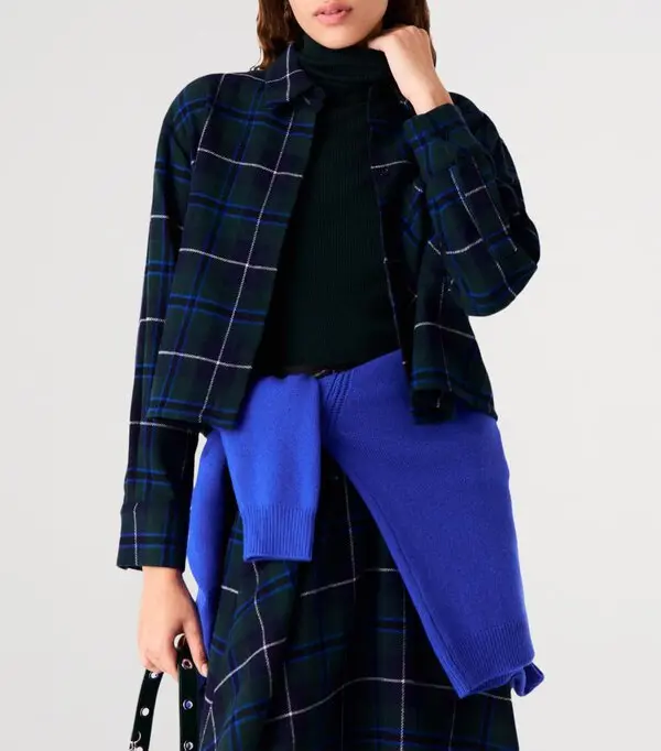 Maje Cropped Tartan Shirt