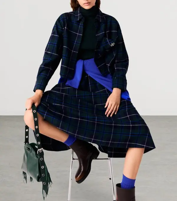 Maje Cropped Tartan Shirt