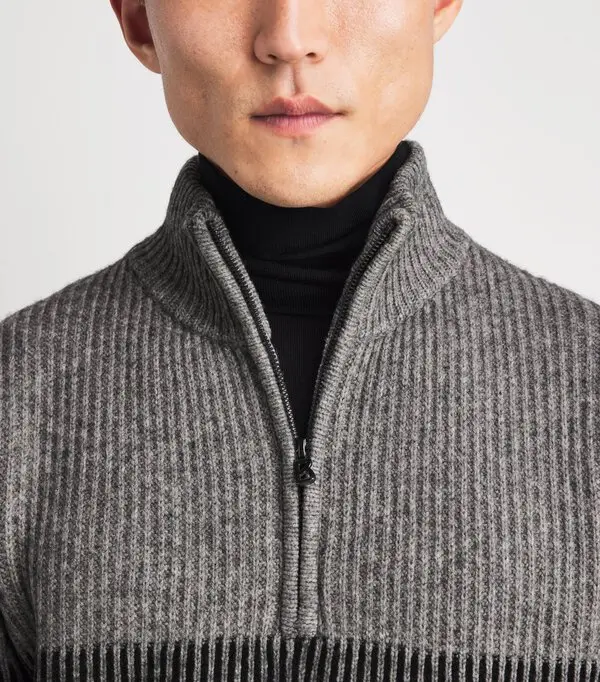 Bogner Yak Wool Quarter-zip Loris Sweater - Grey