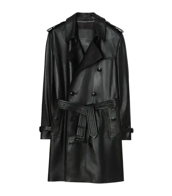 Burberry Leather Kensington Trench Coat
