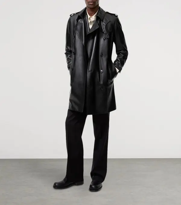 Burberry Leather Kensington Trench Coat