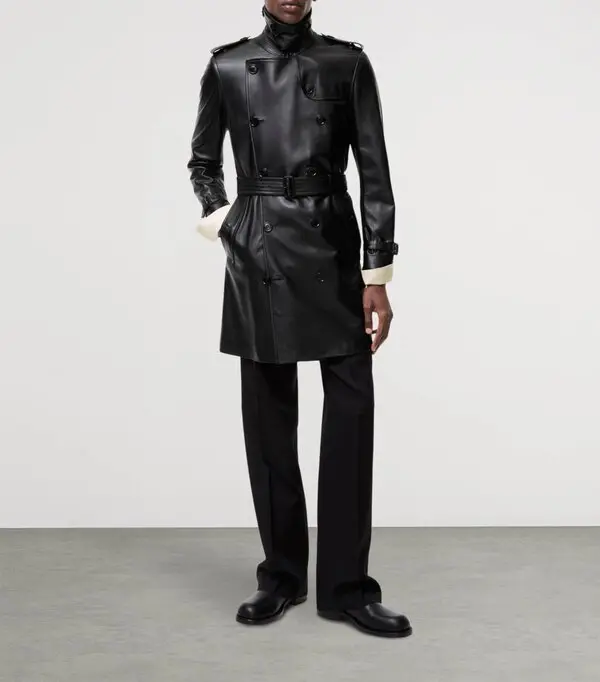 Burberry Leather Kensington Trench Coat