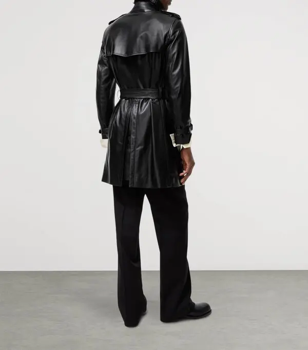 Burberry Leather Kensington Trench Coat