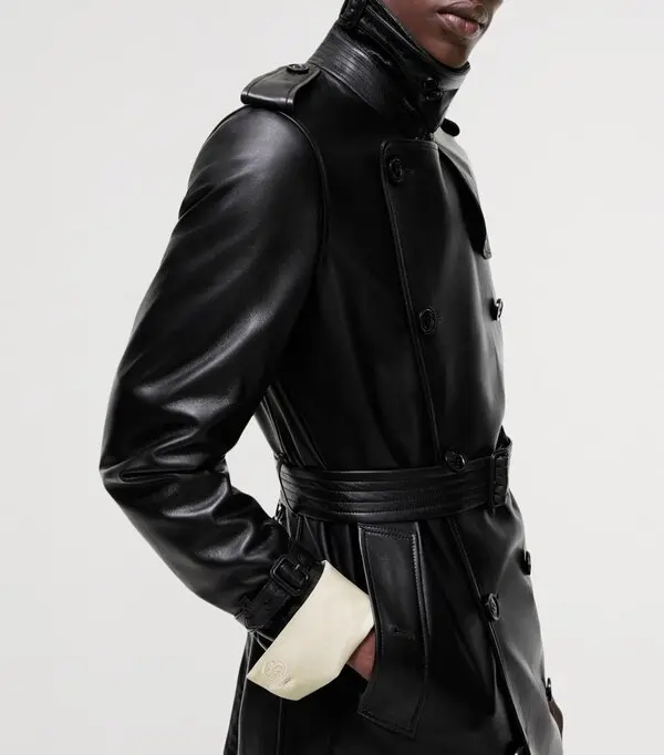 Burberry Leather Kensington Trench Coat