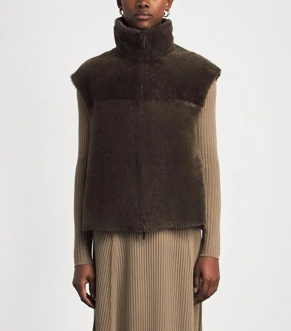 JOSEPH Textured Shearling Reversible Nico Gilet