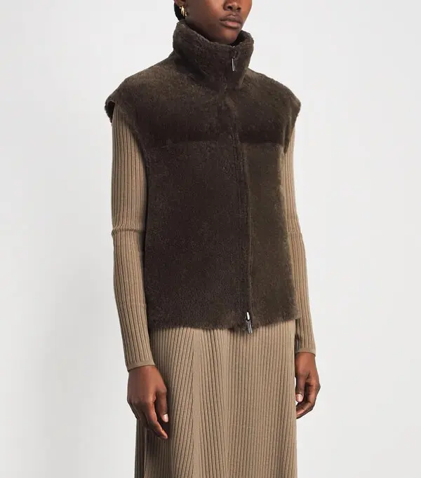 JOSEPH Textured Shearling Reversible Nico Gilet
