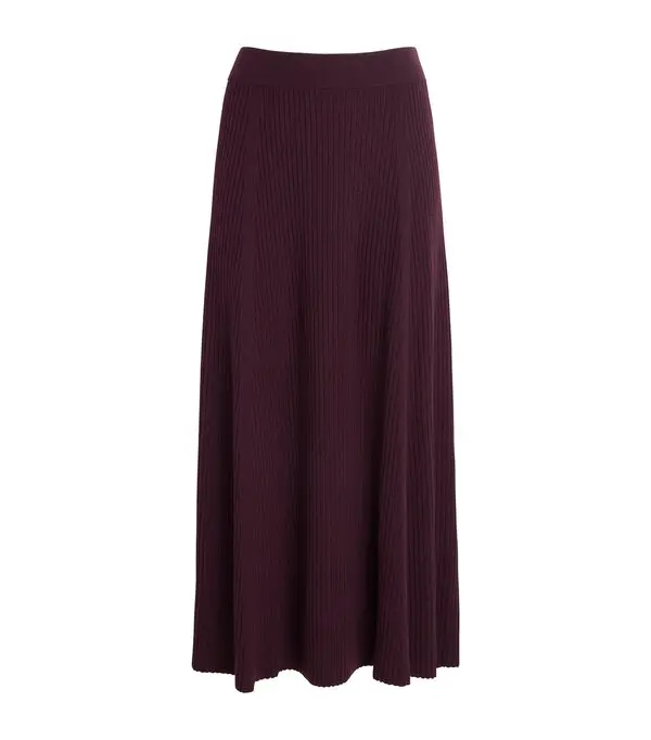 JOSEPH Merino-blend Ribbed Hallie Midi Skirt - Brown