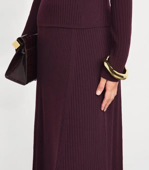 JOSEPH Merino-blend Ribbed Hallie Midi Skirt