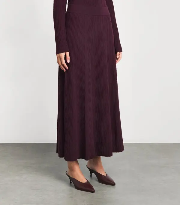 JOSEPH Merino-blend Ribbed Hallie Midi Skirt